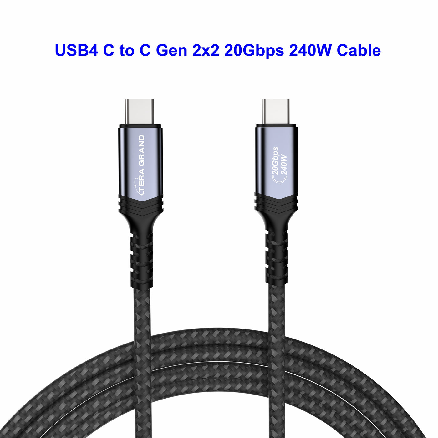 USB 4 USB-C to C Gen 2x2 20Gbps 240W Braided Cable with Aluminum housi ...