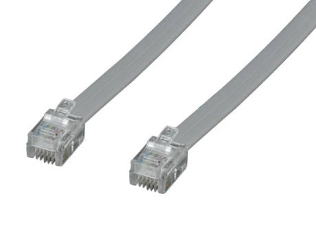 Silver Stain Flat Phone Cable, RJ11 6P4C, 7' — Tera Grand