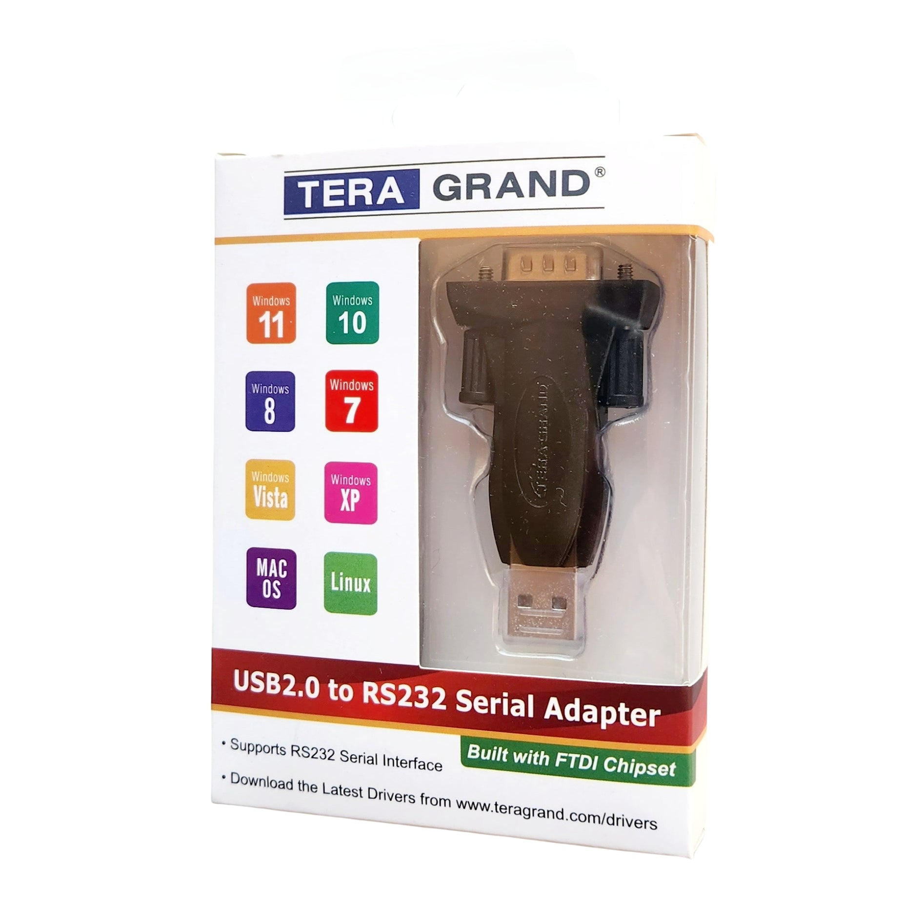 USB 2.0 to RS232 Serial DB9 Converter - Black - Tera Grand